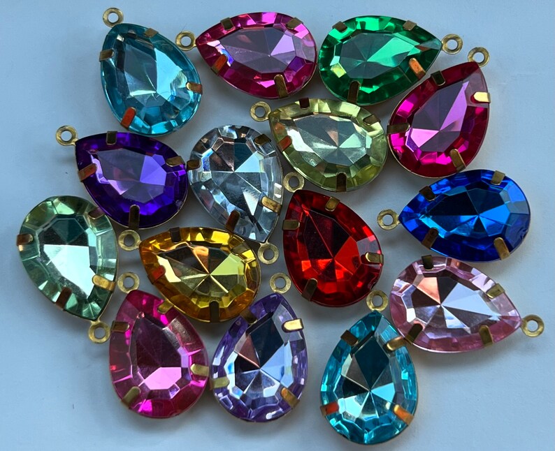 20 Pcs Mixed Acrylic Rhinestone in Antique Bronze Claw Setting - Etsy