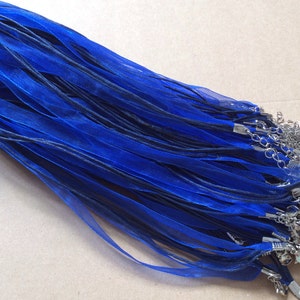 10 Pcs Royal Blue Organza Ribbon Waxed Cotton Cord Necklace,royal Blue ...
