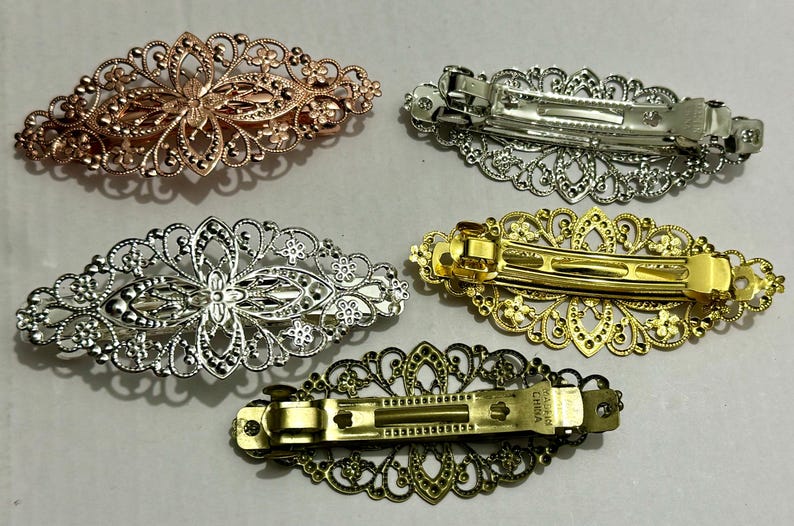 Brass Hair Barrette: Antique Style Filigree Clip,hair Slide, Antique ...