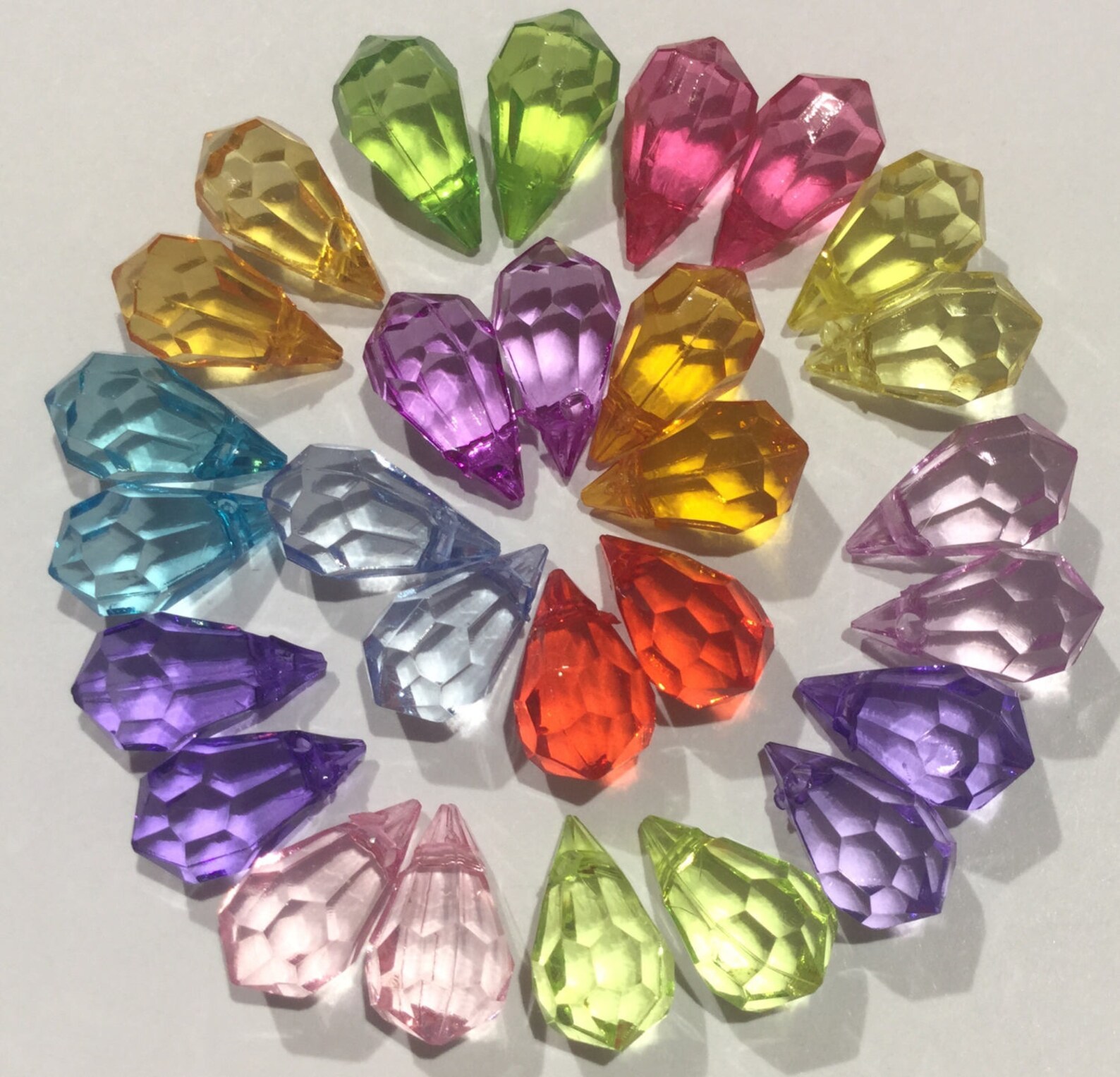 50 Pcs Mixed Tear Drop Crystal Acrylic Bead,faceted,mixed Bead ...