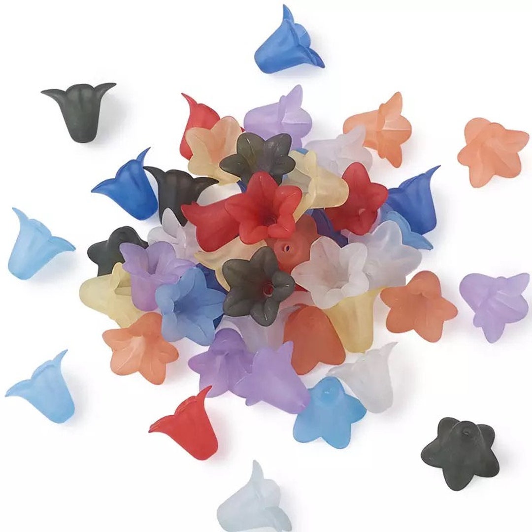 50 Pcs Mixed Color Lucite Flower, 18 Mm Wide X 12 Mm Long,lucite Flower ...