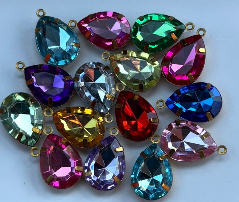 20 Pcs Mixed Acrylic Rhinestone in Antique Bronze Claw Setting for ...