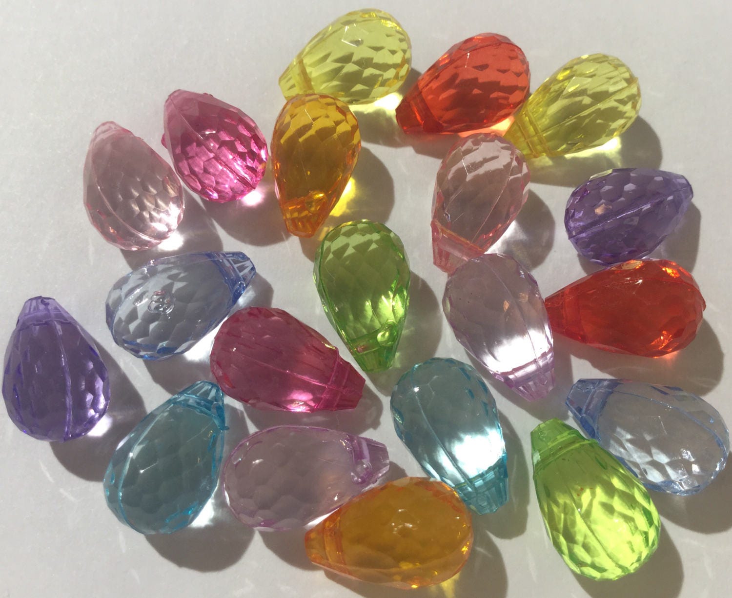 50 Pcs Mixed Tear Drop Crystal Acrylic Bead,faceted,mixed Bead ...