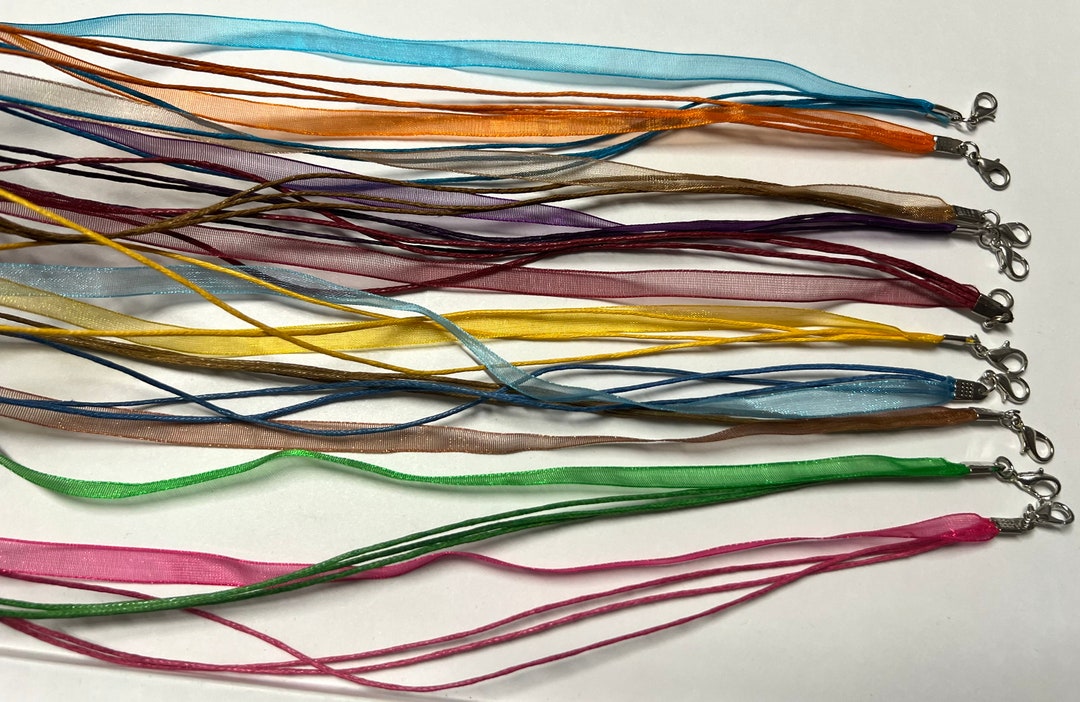 Mixed 10 Pcs Organza Ribbon Waxed Cotton Cords Necklace,randomly Ribbon ...
