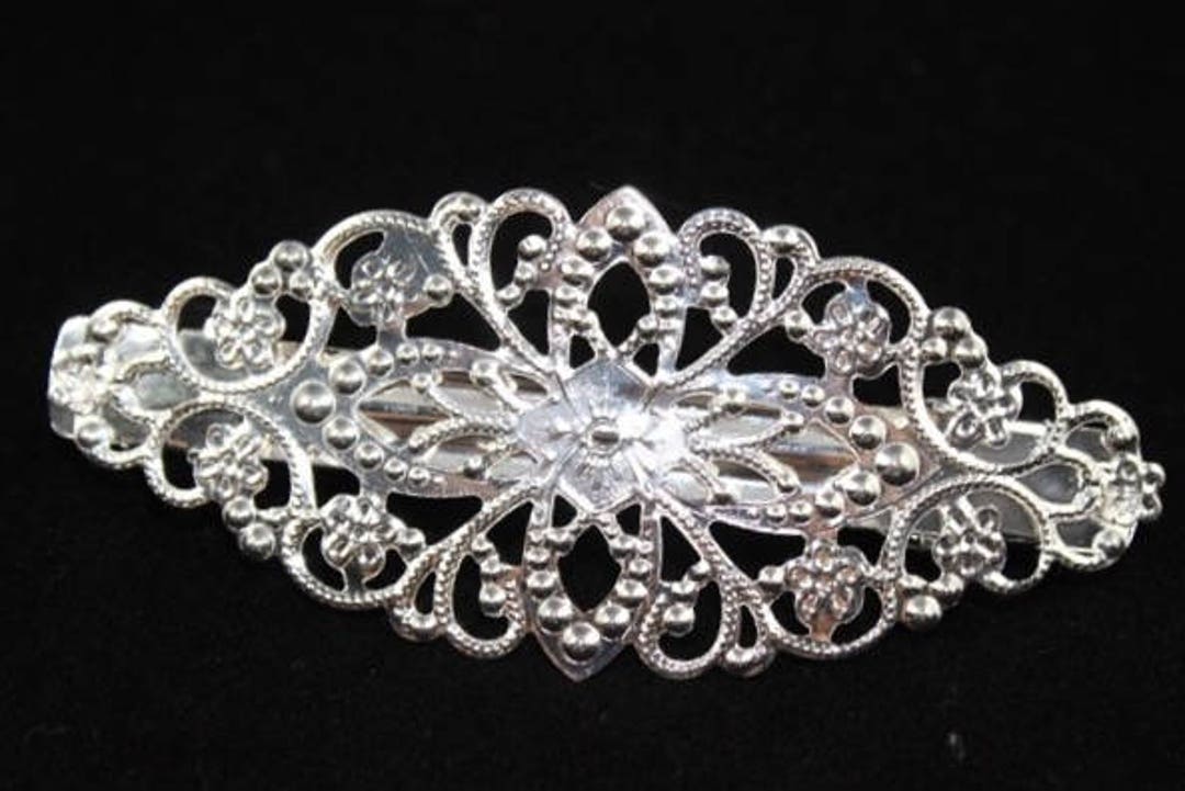 1 Pcs Hair Barrettes, Silver Flower Hair Barrettes, Iron, Wedding ...