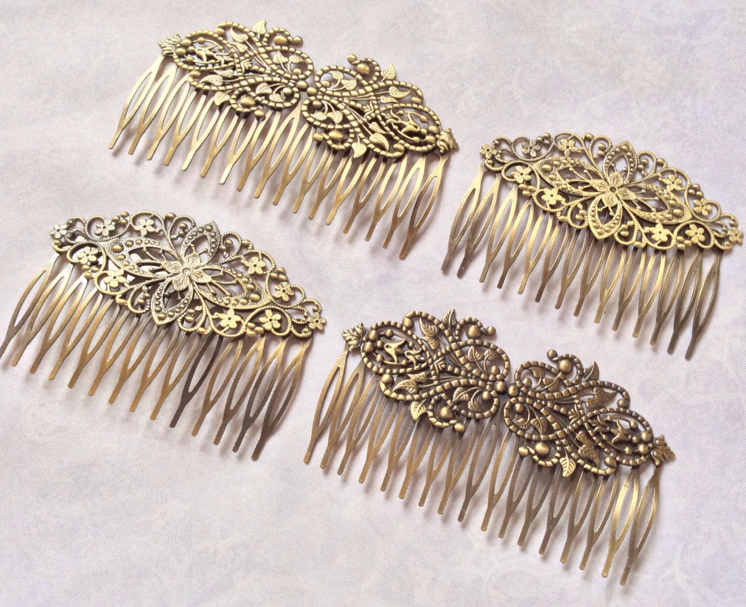 2 Pcs Mixed Hair Combs.antique Bronze and Antique Golden Hair - Etsy