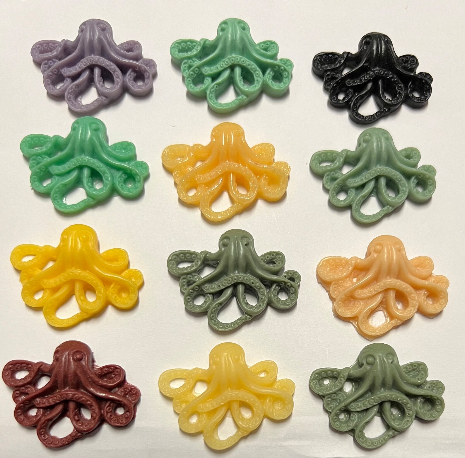 6 Mixed Octopus Cabochonmattemixed Octopus Cabochonsea Food - Etsy