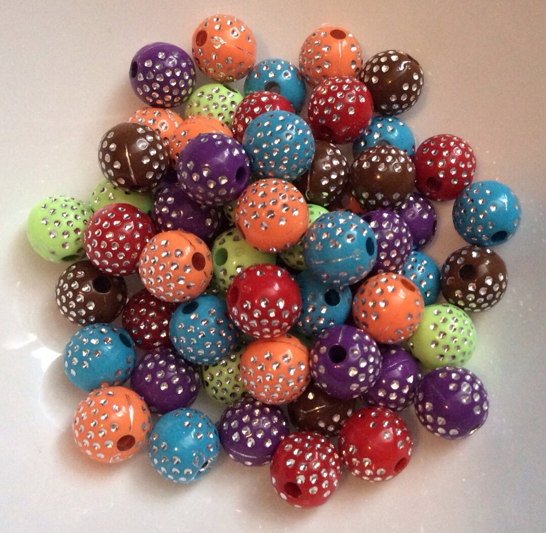 60 Pcs 10 Mm Mixed Plating Acrylic Beads,mixed Round Bead,mixed ...