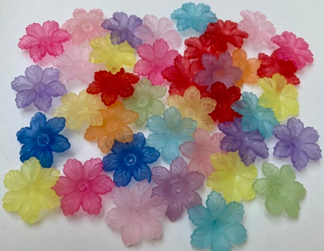 50 Pcs Mixed Color Lucite Flower,19 Mm Round,earring Flower,colorful ...
