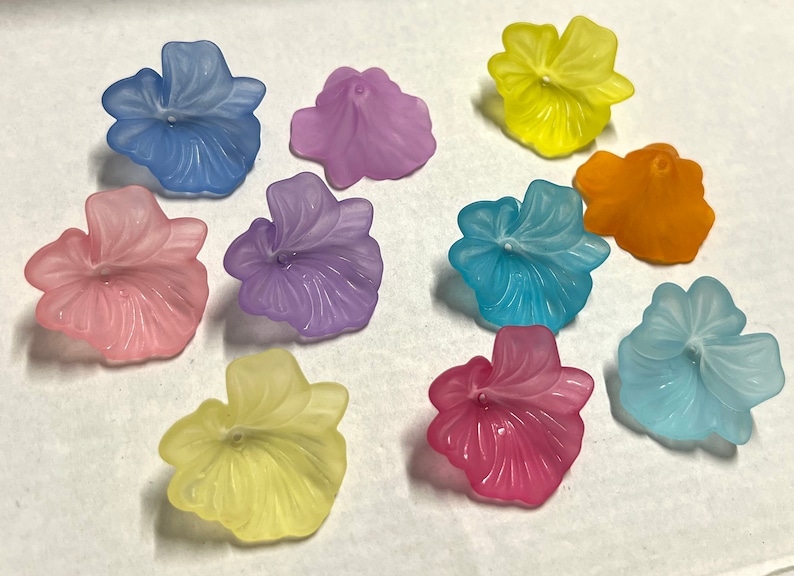 22 Pcs Mixed Color Lucite Flower,33 Mm Frosted Style,colorful Lucite ...