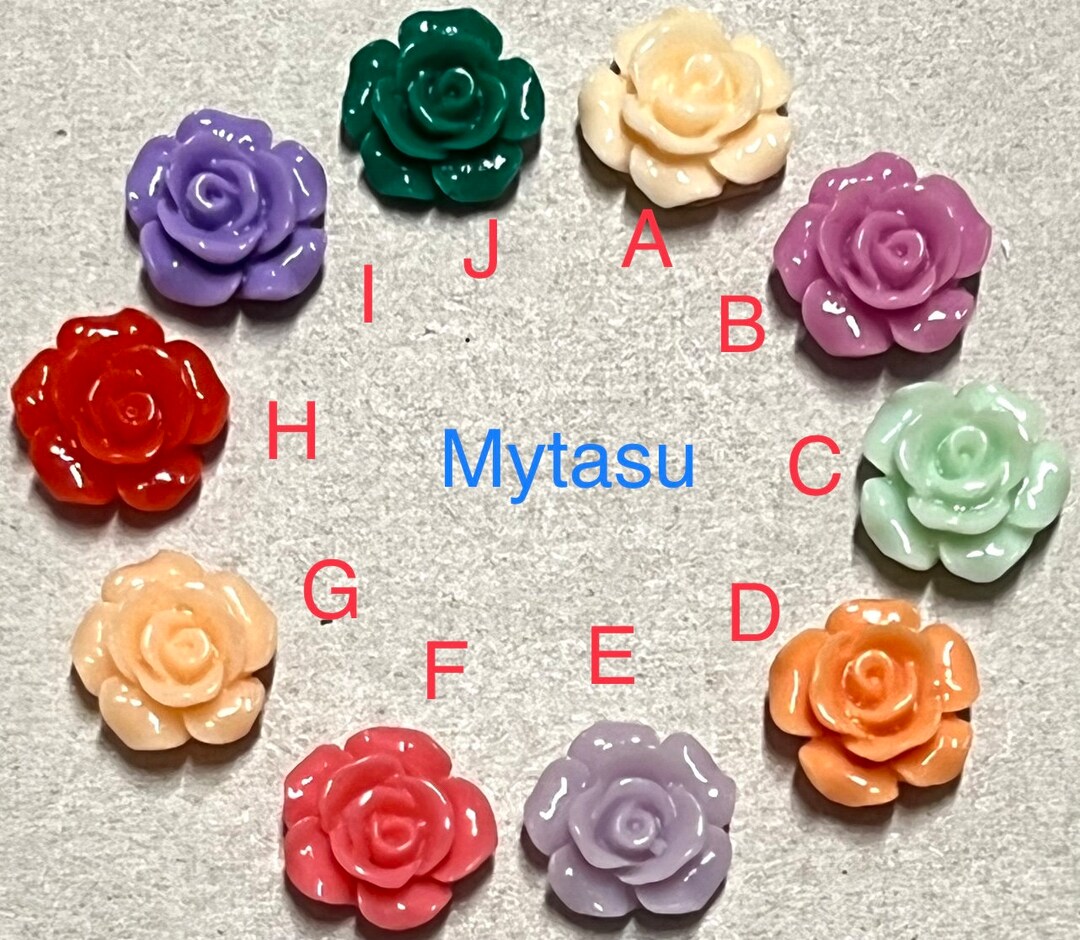 10 Rose Cabochon Flowers: 13mm Resin Rose Embellishments - Etsy