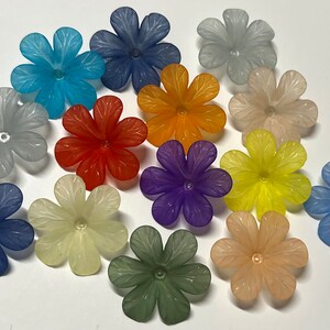 30 Pcs Mixed Color Lucite Flower,transparent Flower,frosted,colorful ...