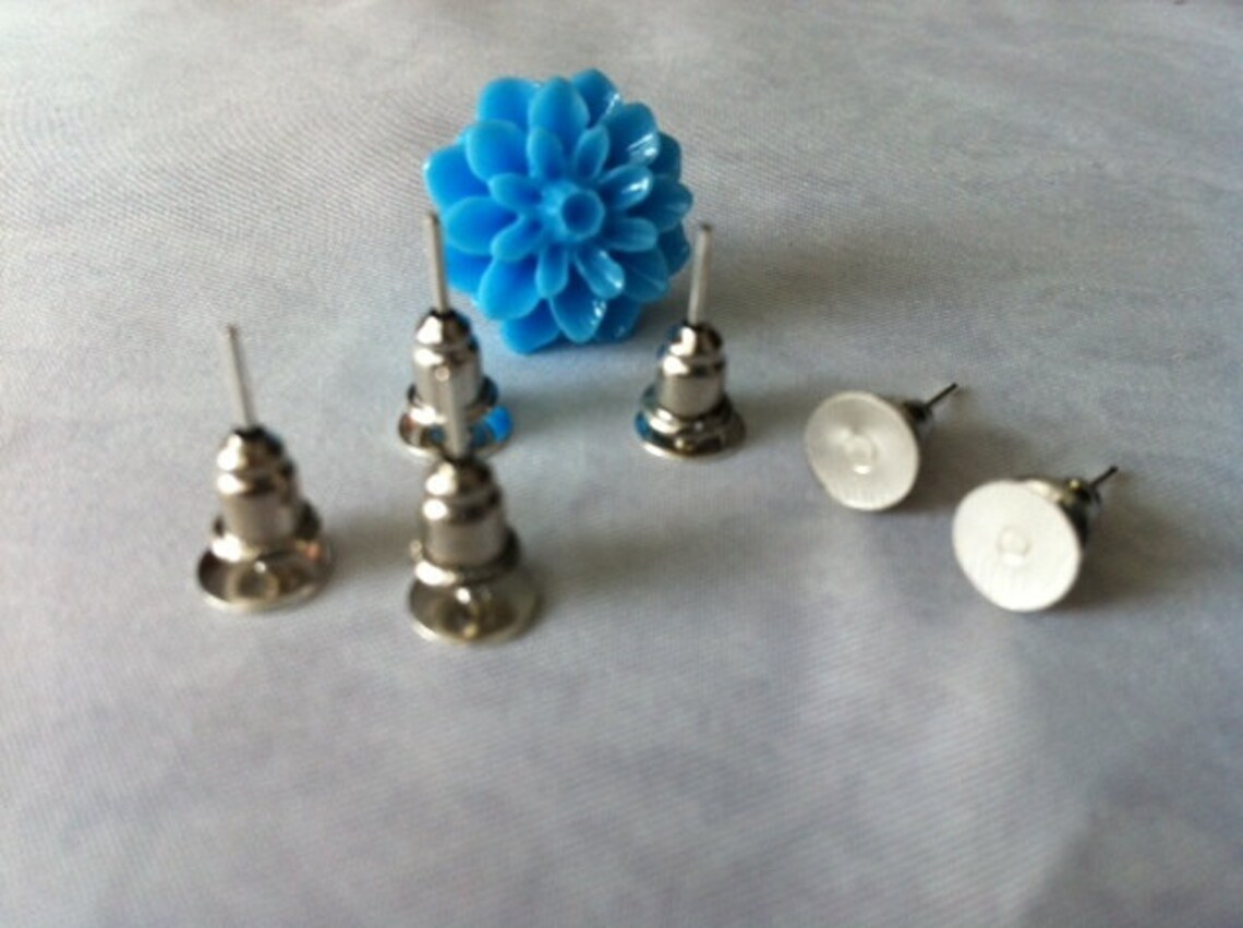 Wholesale 100 Pcs Earring Post Blank With Back,, 100 Ear Nuts , Silver ...