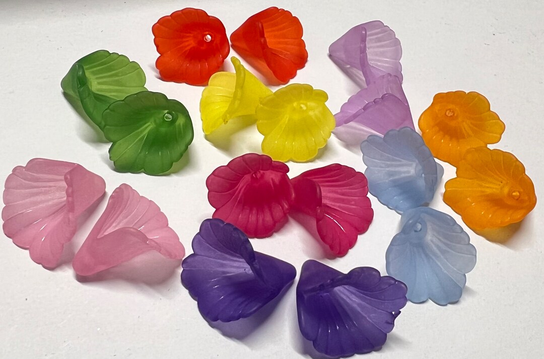 40 Pcs Mixed Color Lucite Flower,18 Mm Wide X 19 Mm Long,colorful ...