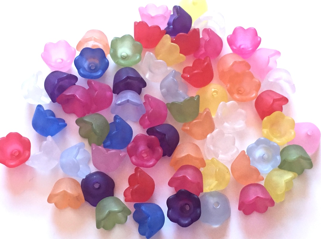 100 Pcs Mixed Color Lucite Flower,frosted Acrylic, 10 Mm X 7 Mm,flower ...