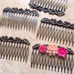 2 Pcs Antique Bronze Hair Combs,brass Hair Comb,iron Hair Comb,wedding ...
