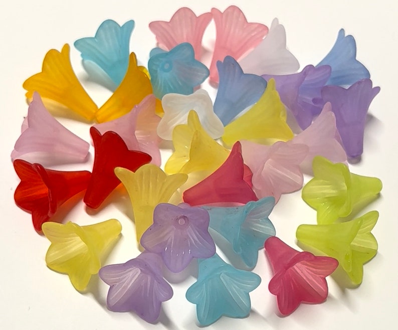 25 Pcs Mixed Color Lucite Flowertrumpet Flower22 Mmcolorful - Etsy