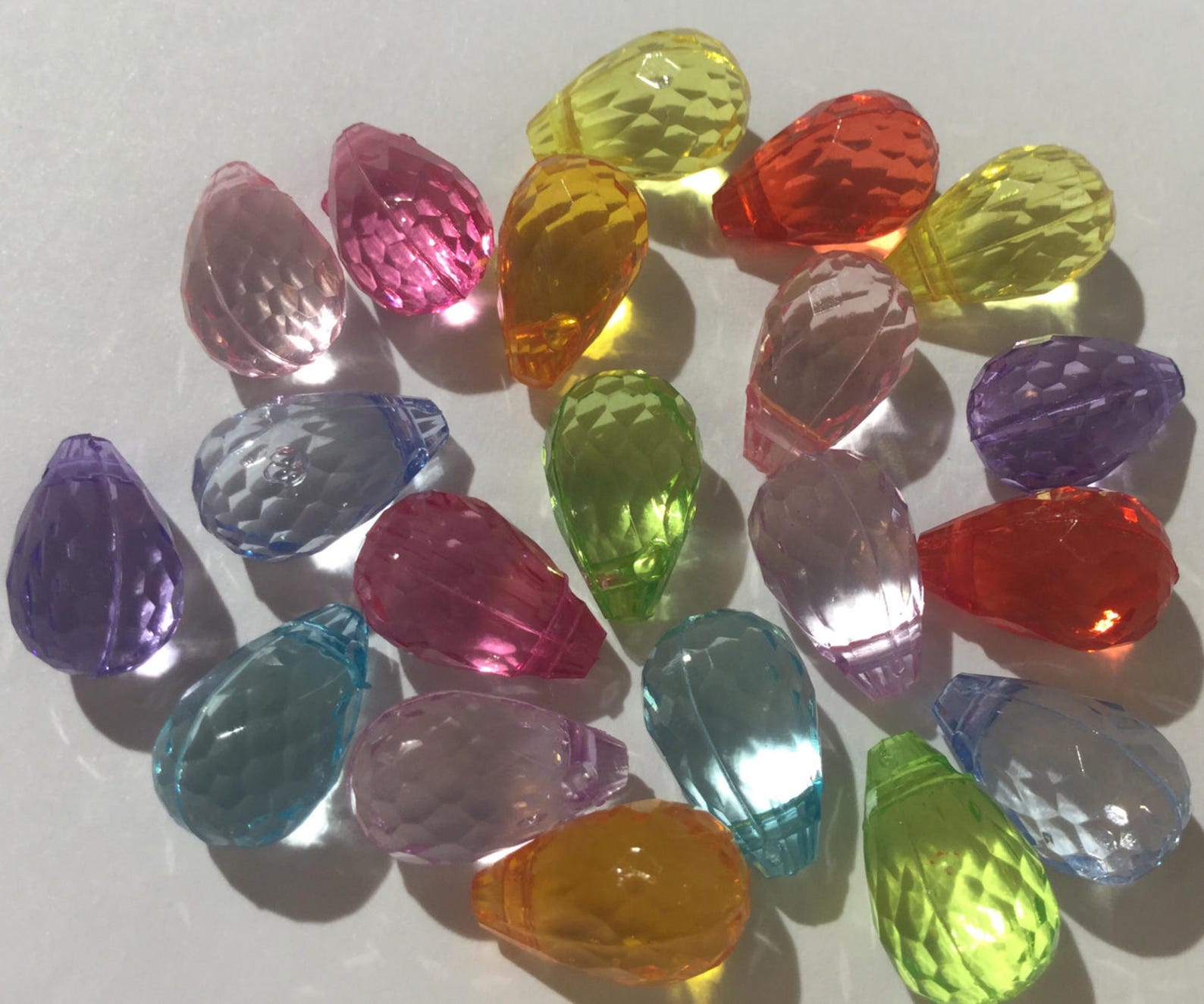 50 pcs mixed Tear Drop Crystal Acrylic beadFacetedmixed | Etsy