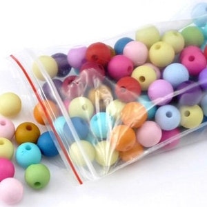 50 Pcs 10 Mm Mixed Colorful Acrylic Beads, Mixed Round Bead, Mixed ...