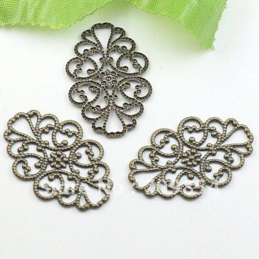 12 Pcs Antique Bronze Filigree,20 Mm Wide X 31 Mm Long,antique Bronze ...