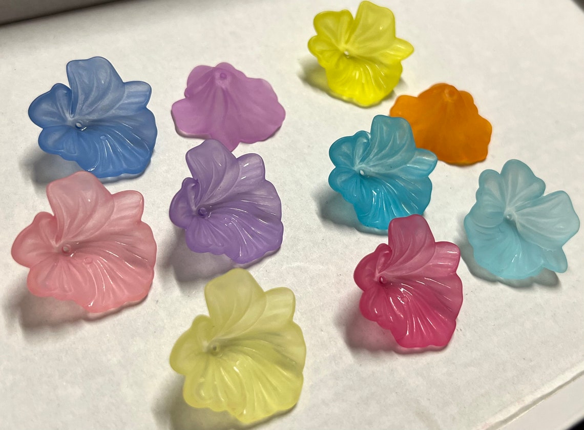 22 Pcs Mixed Color Lucite Flower33 Mm Frosted Stylecolorful - Etsy