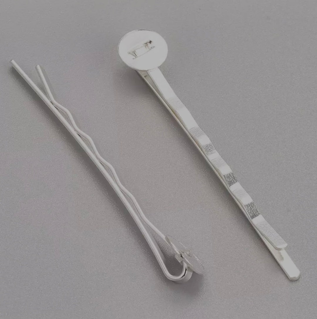 50 Silver Bobby Pin Blanks, 8mm Glue Pad, DIY Hair Accessories - Etsy