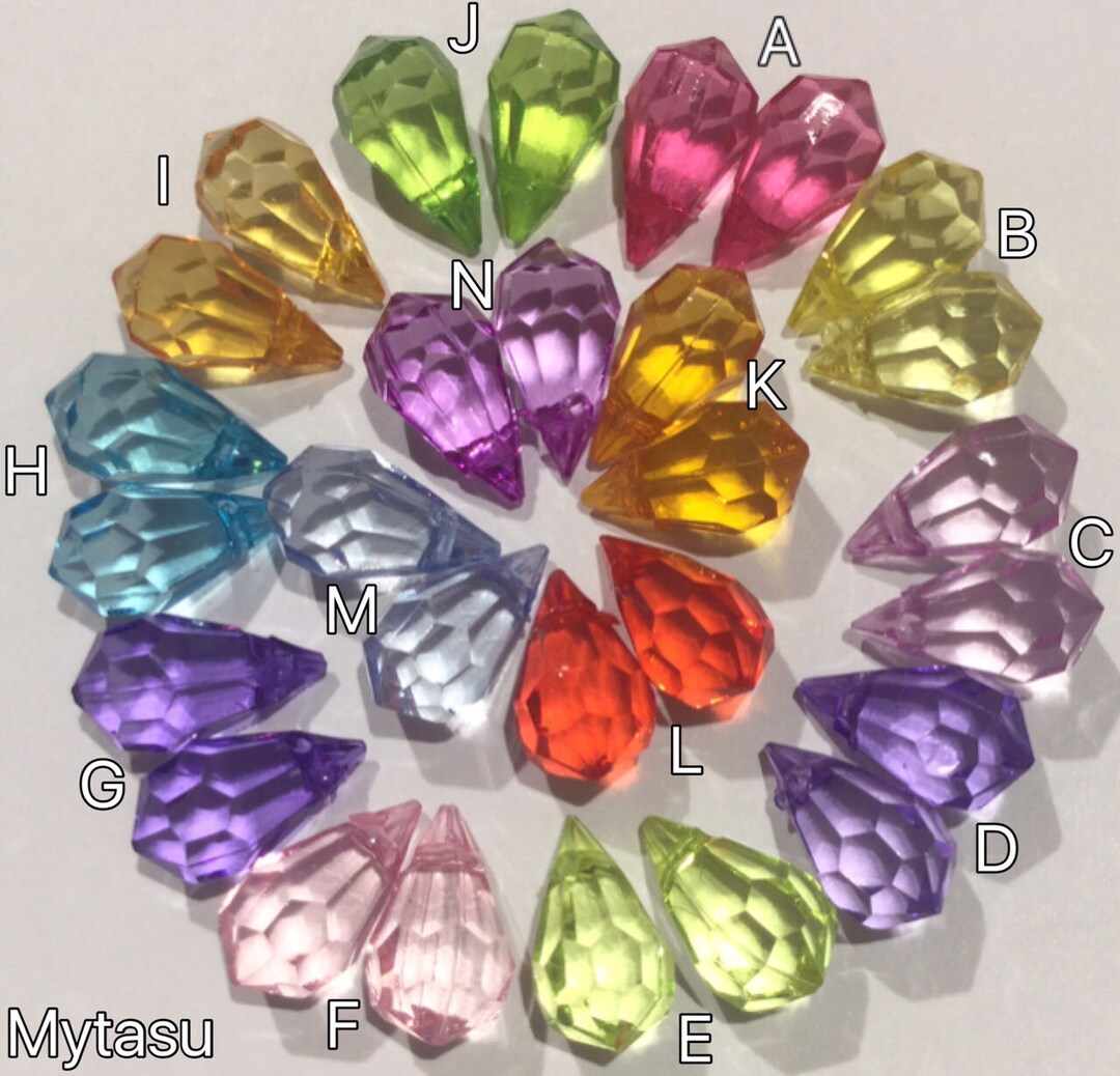 50 Pcs Mixed Tear Drop Crystal Acrylic Bead,faceted,mixed Bead ...
