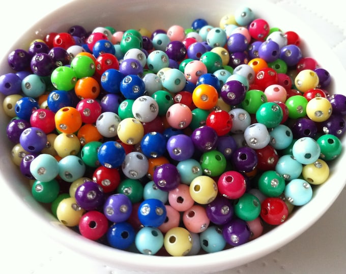 200 Pcs 6 Mm Mixed Silver Accent Acrylic Beads, Mixed Round Bead ...