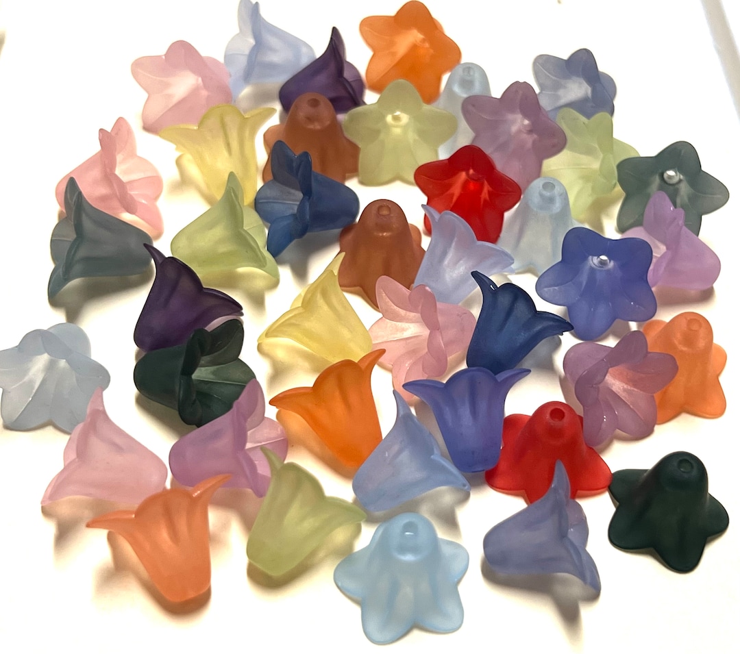 50 Pcs Mixed Color Lucite Flower, 18 Mm Wide X 12 Mm Long,lucite Flower ...