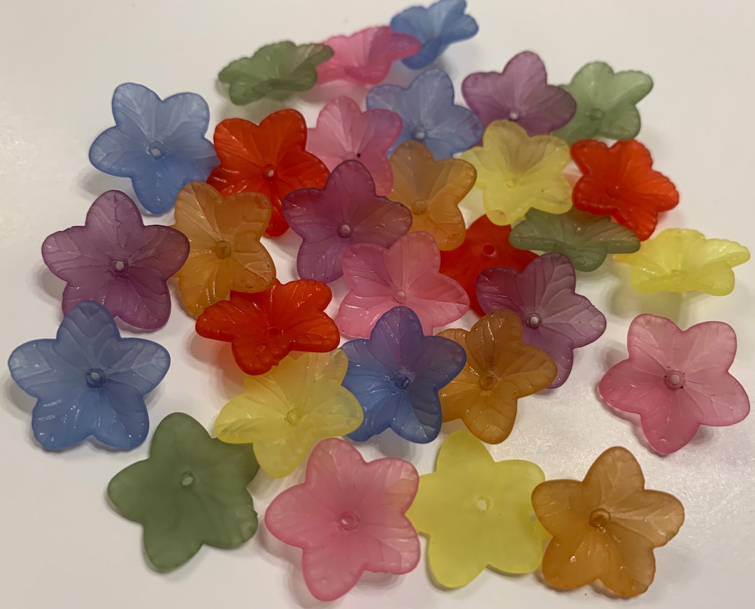 60 Pcs Mixed Color Lucite Flower,17 Mm Round,earring Flower,colorful ...
