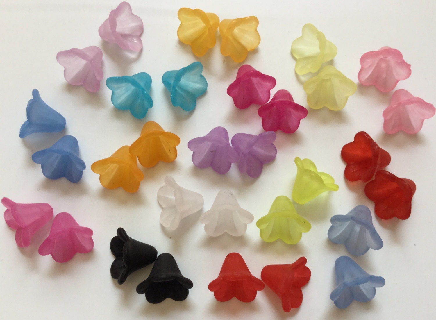 60 Pcs Mixed Color Lucite Flower15 Mm Wide X 10 Mm | Etsy