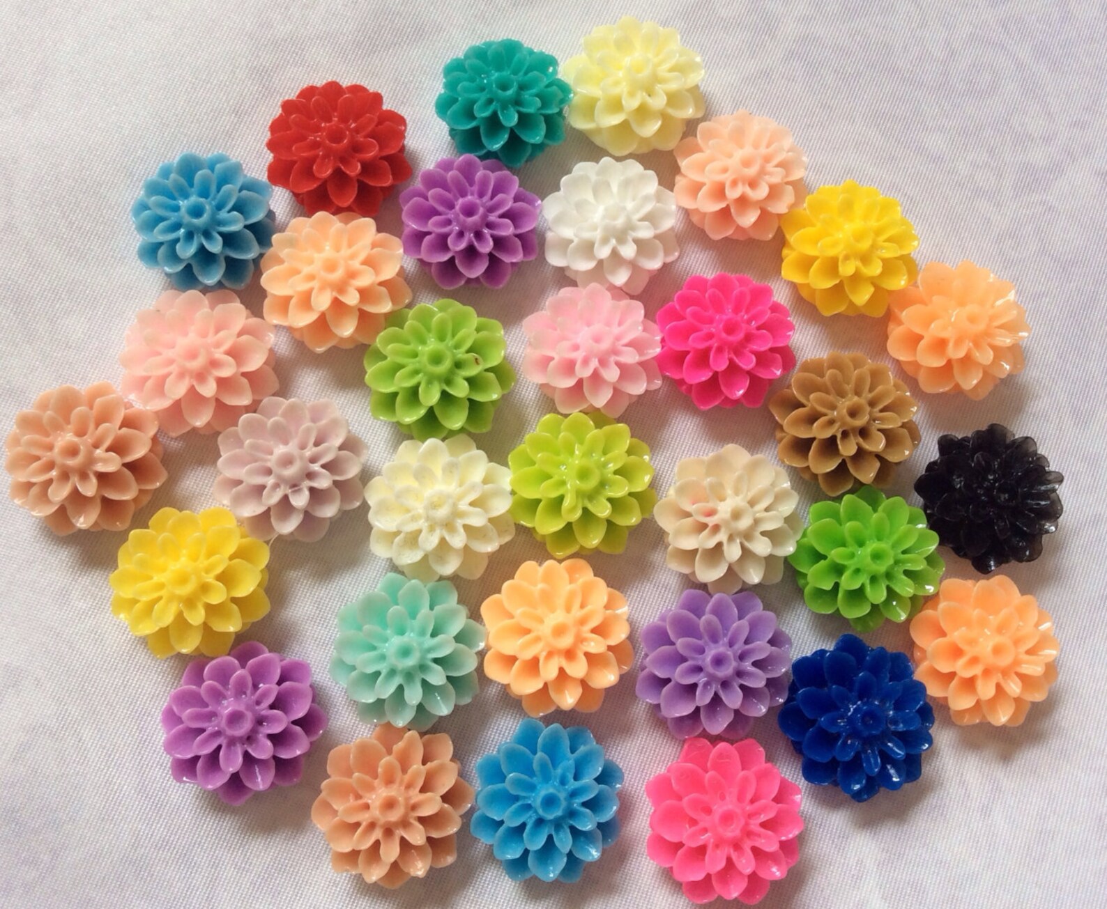 Ship from USA 40 Pcs 15 mm Mixed Resin Flower Cabochon | Etsy