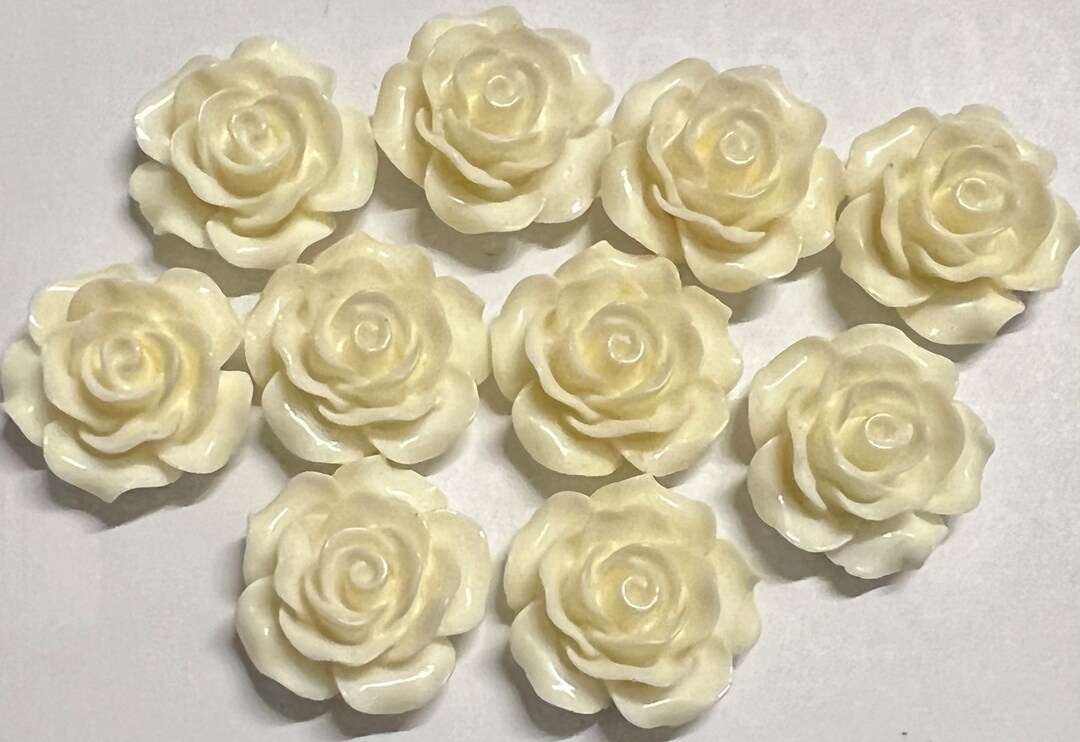8 Pcs 20 Mm Cream Rose Cabochon Flower,cream Rose Flower,big Flower ...