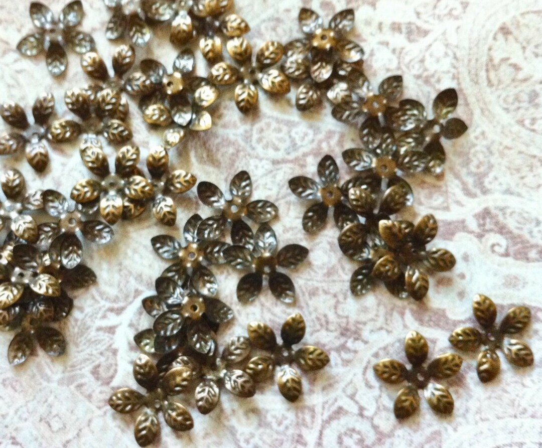 50 Flower Bead Caps, Antique Bronze, 15 Mm Bead Cap, Flower Bead Cap ...