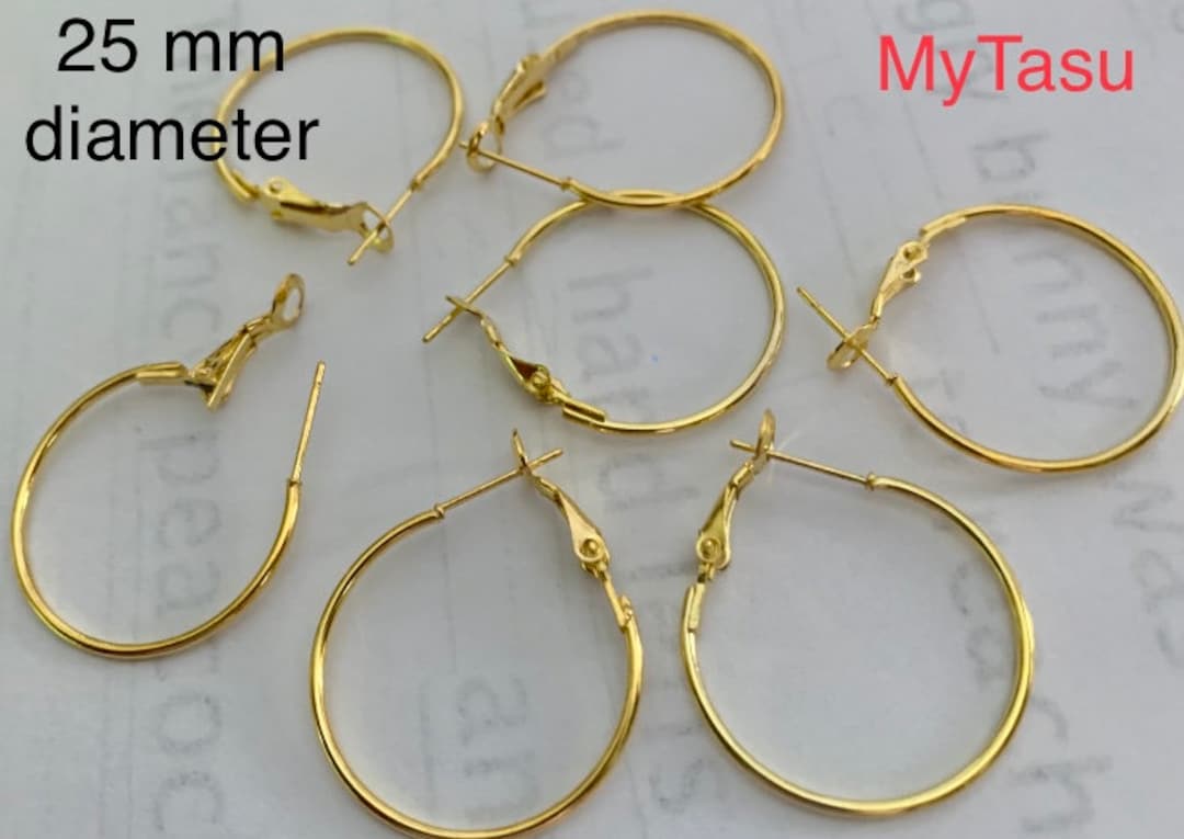 10 Pcs Gold Color Hoop Earring,25 Mm Circle Earring,earring,hoop Ear ...