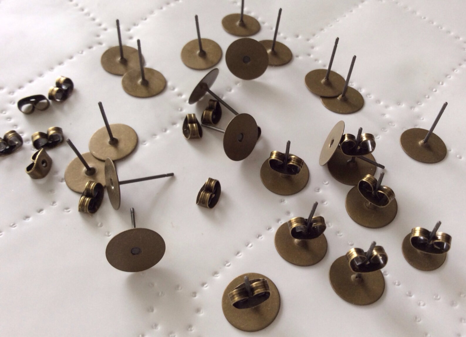 50 set Tray 10 mm Earring Post with ear nutsAntique bronze | Etsy