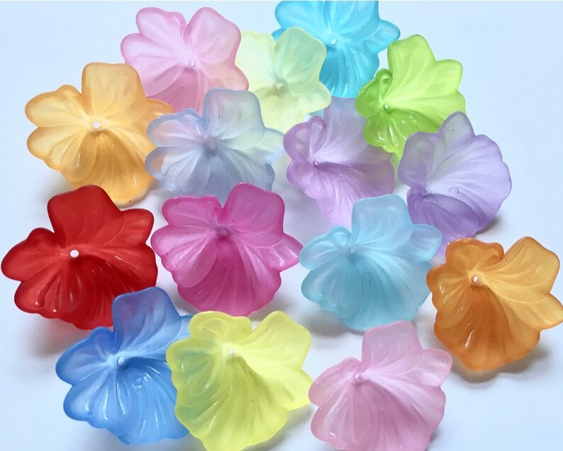22 Pcs Mixed Color Lucite Flower33 Mm Frosted Stylecolorful - Etsy