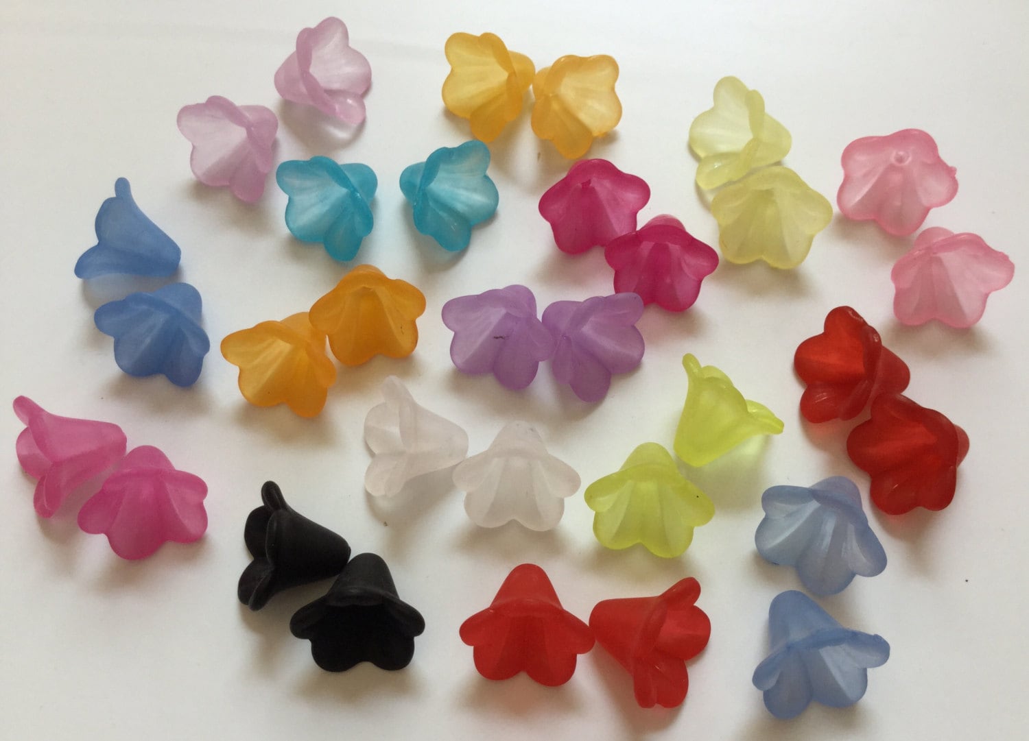 60 Pcs Mixed Color Lucite Flower15 Mm Wide X 10 Mm | Etsy