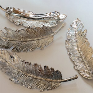 1 Pcs Hair Barretes,antique Silver,feather Hair Barrette,hair ...