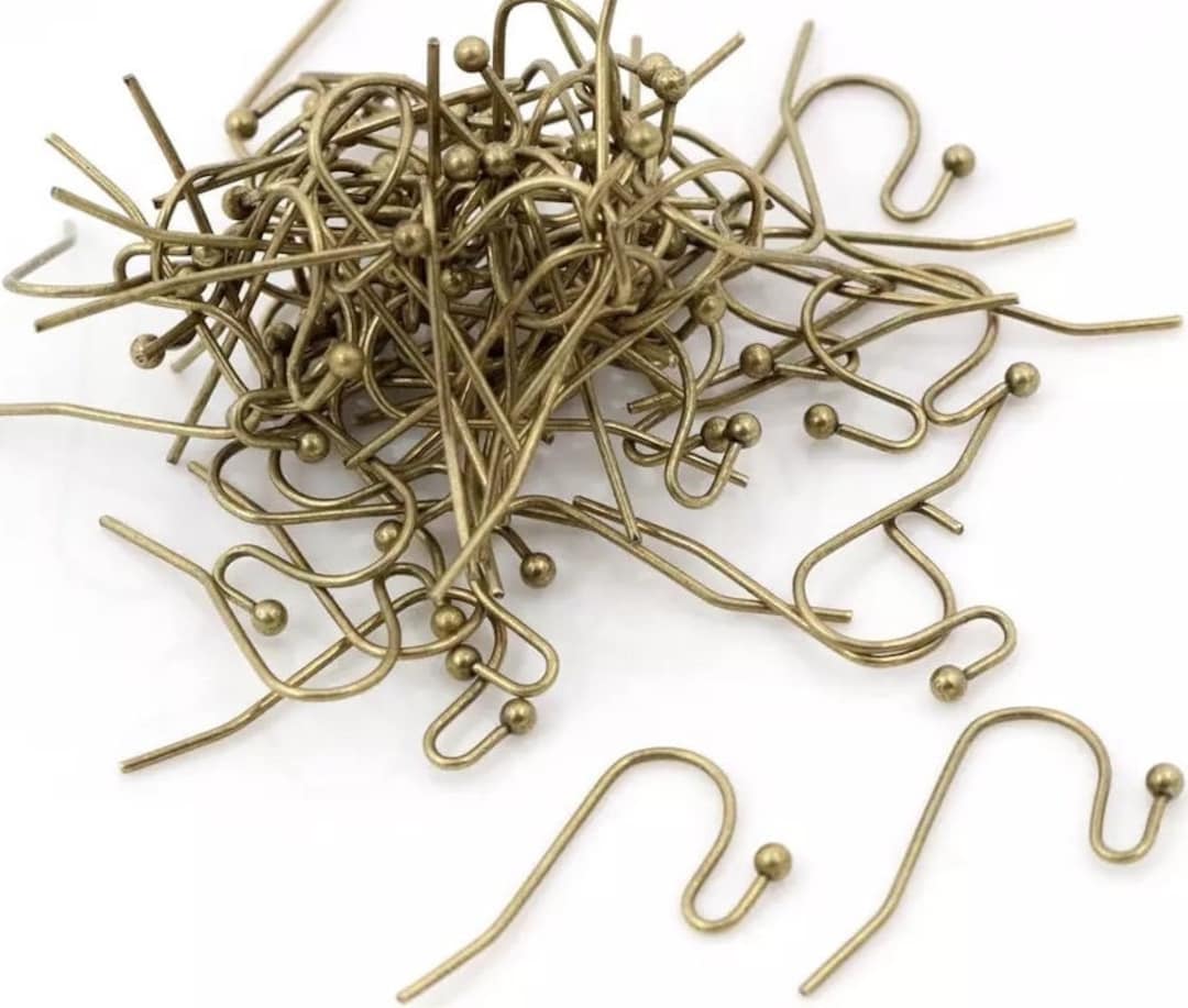 80 Pcs Antique Bronze Earring Hooks,brass Ear Wire,brass Earring Hook ...