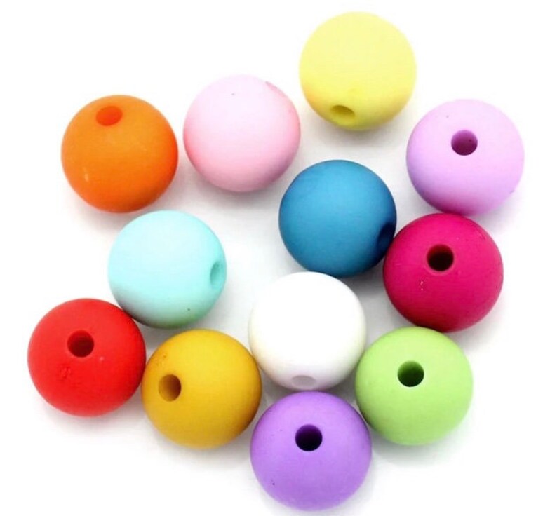 50 Pcs 10 Mm Mixed Colorful Acrylic Beads, Mixed Round Bead, Mixed ...