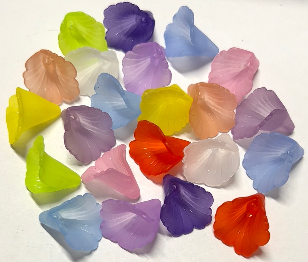 40 Pcs Mixed Color Lucite Flower,19 Mm Wide X 20 Mm Long,colorful ...