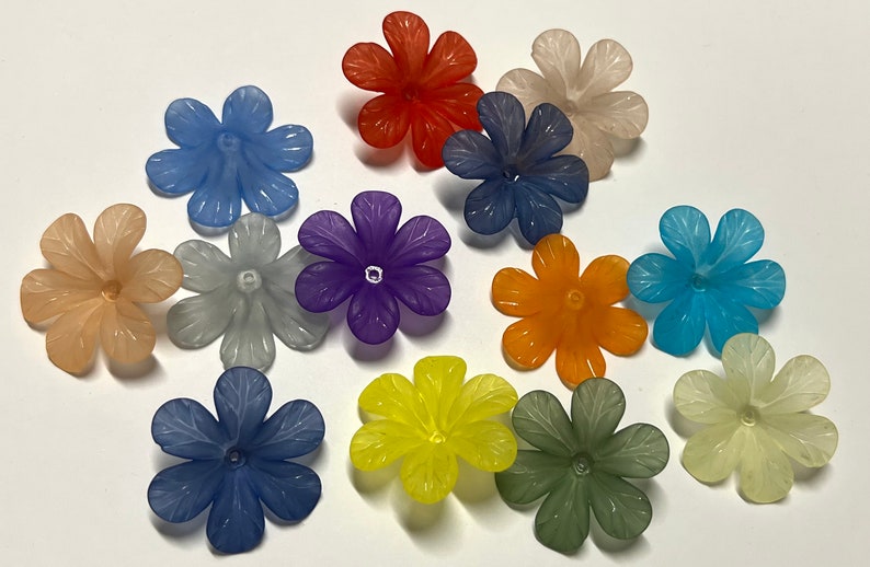 30 Pcs Mixed Color Lucite Flower,transparent Flower,frosted,colorful ...
