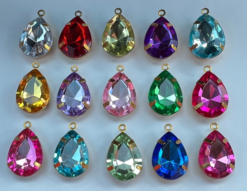 20 Pcs Mixed Acrylic Rhinestone in Antique Bronze Claw Setting for ...