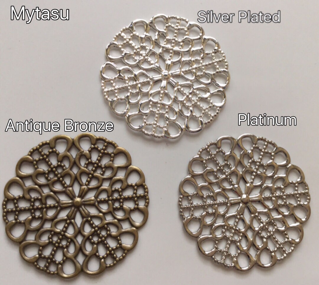 20 Pcs 25 Mm Silver Filigree Pendants,silver Base Setting,silver ...