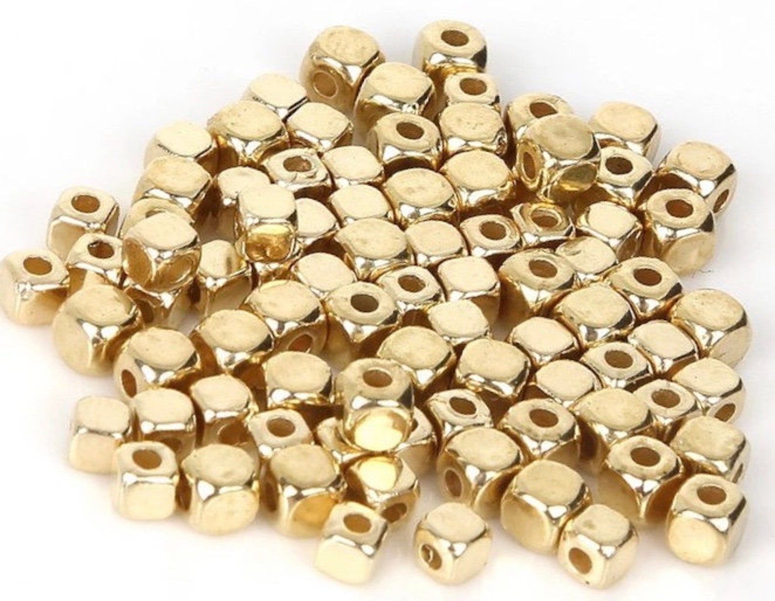 100 Pcs 4 Mm CCB Plastic Bead,kc Gold Color,spacer Bead,bead,light Gold ...