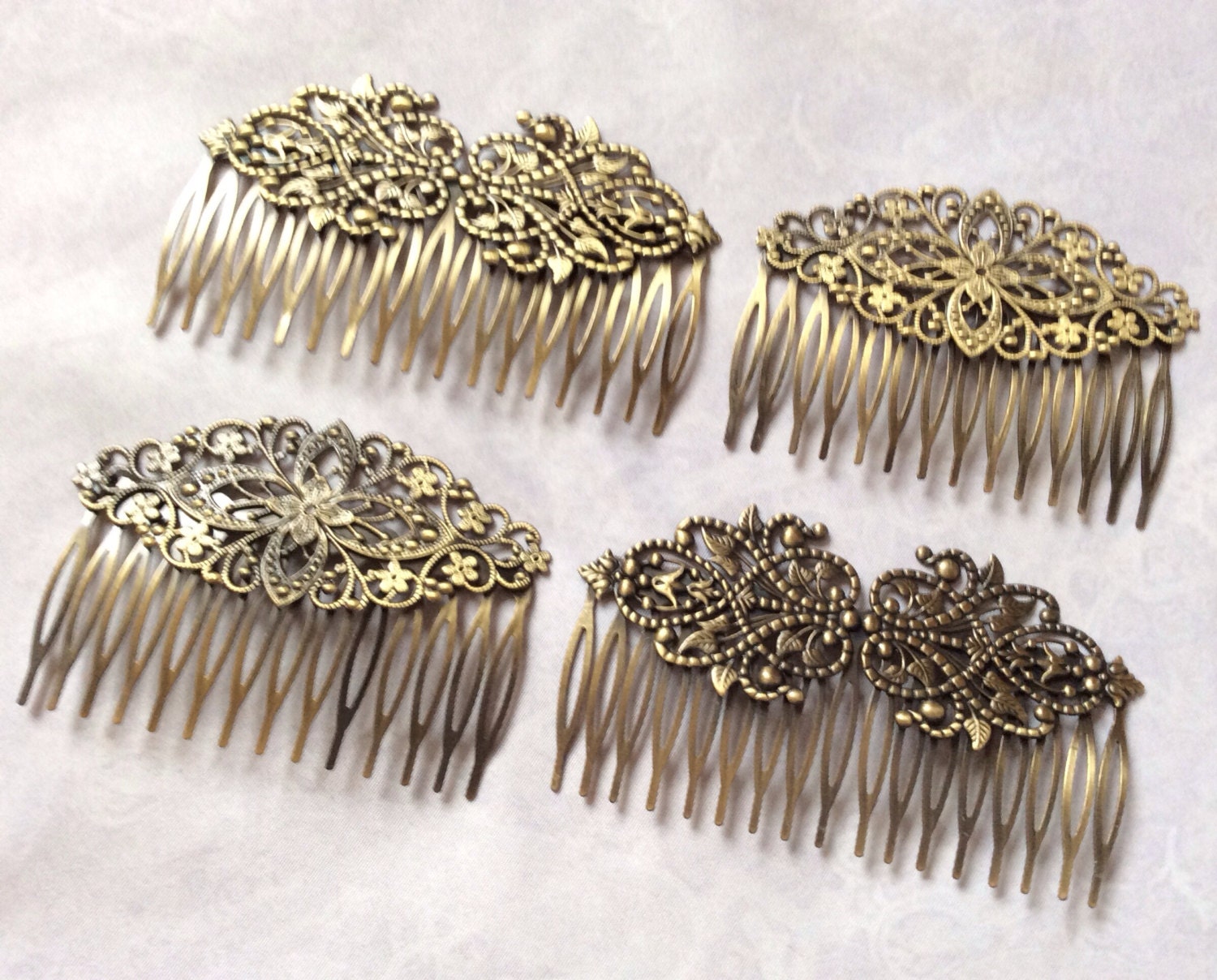 2 Pcs Mixed Hair Combs.antique Bronze and Antique Golden Hair - Etsy