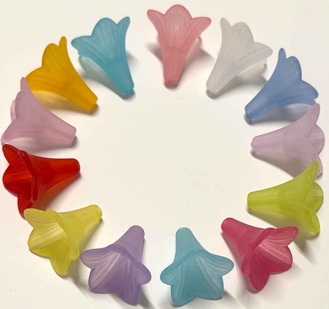 25 Pcs Mixed Color Lucite Flowertrumpet Flower22 Mmcolorful - Etsy