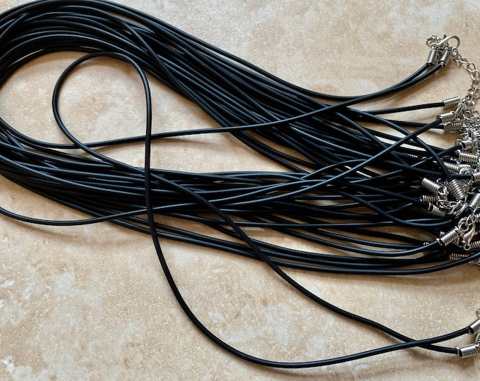 10 Pcs Black Rubber Cord Necklace,black Rubber,black Waxed Cord ...