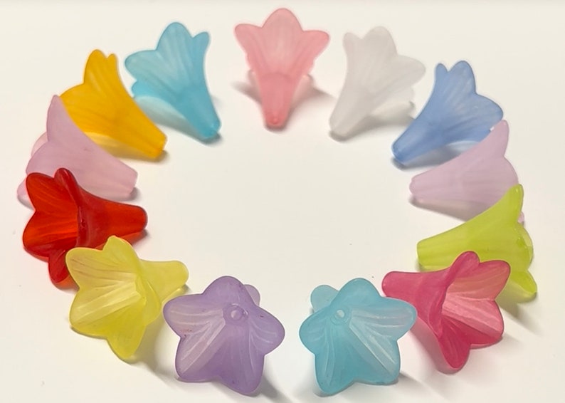 25 Pcs Mixed Color Lucite Flowertrumpet Flower22 Mmcolorful - Etsy